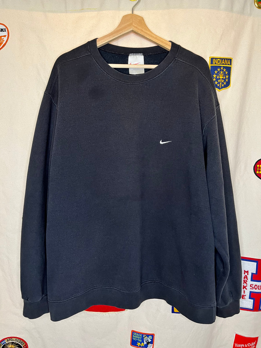 Vintage Nike Swoosh Embroidered Check Black Crewneck Sweatshirt: XL ...