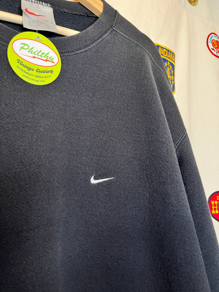 Vintage Nike Swoosh Embroidered Check Black Crewneck Sweatshirt: XL ...